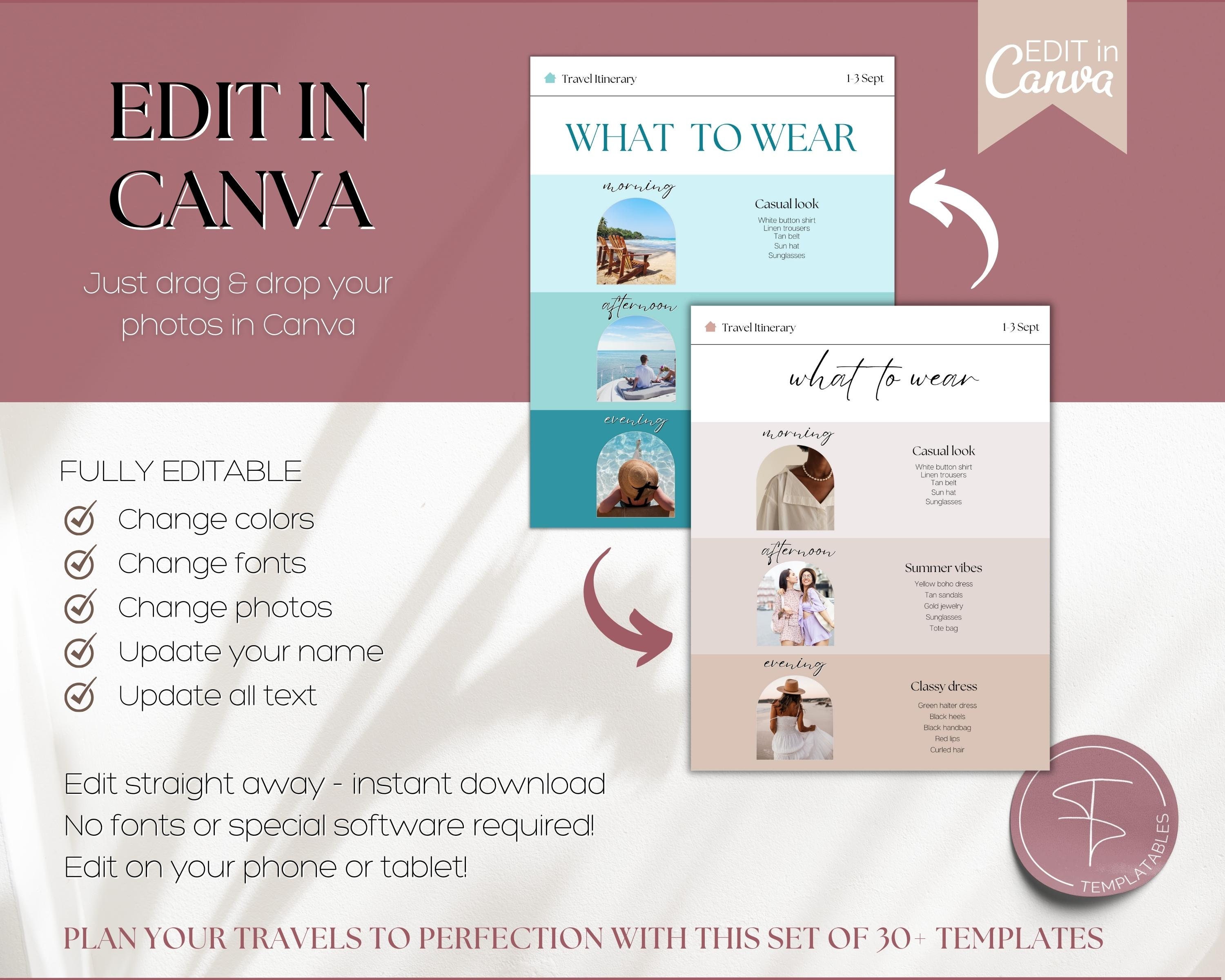 EDITABLE Travel Itinerary Ebook Template, Digital Travel Guide, Weekend ...