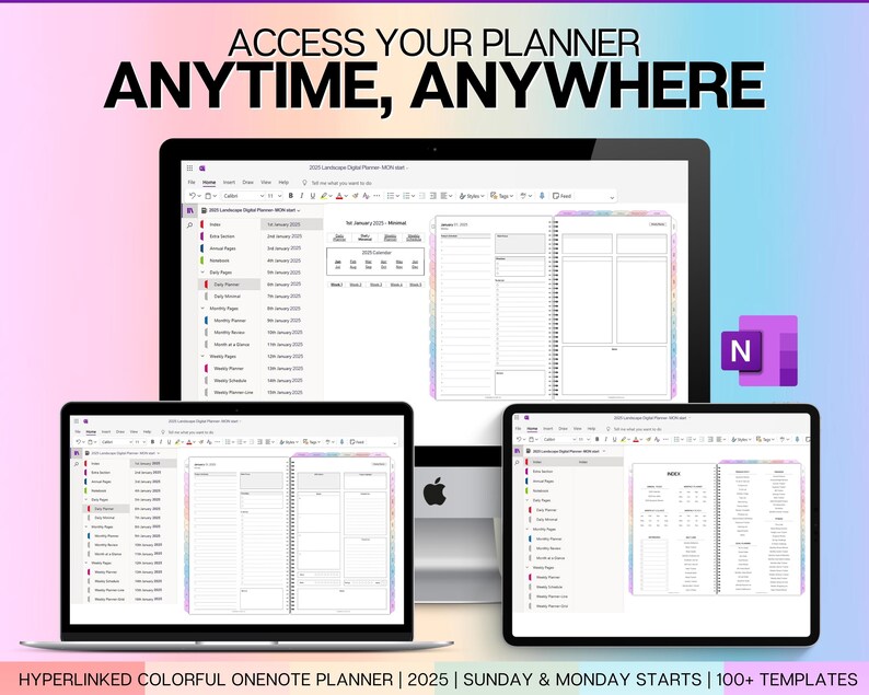 Onenote Planner, 2025 Digital Planner, Onenote Template, Daily, Weekly ...