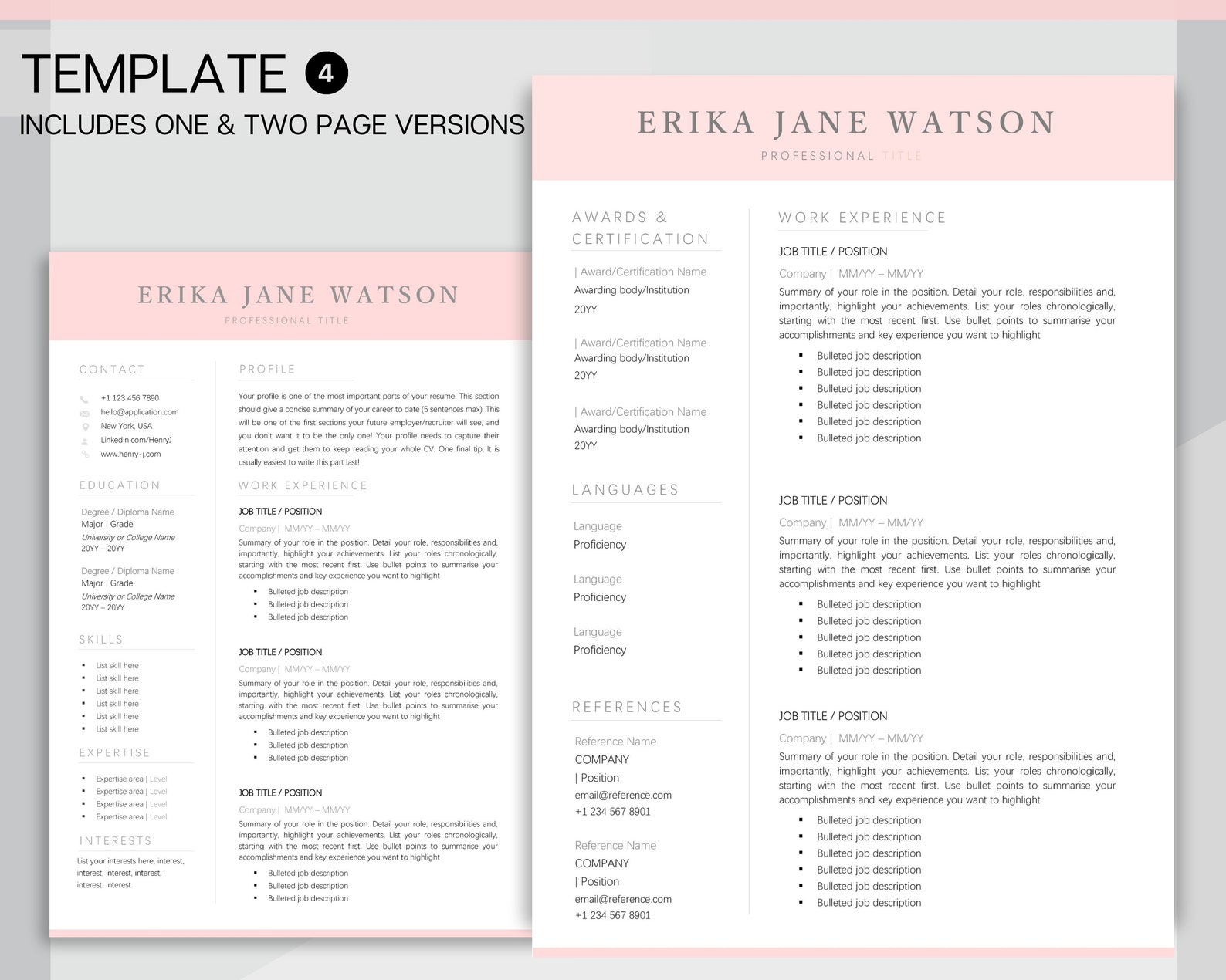 Resume Template Word BUNDLE. Resume Bundle. Professional CV - Etsy UK