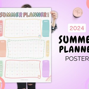 2024 Summer Poster, COLORFUL Kids Summer Calendar, Summer Countdown ...
