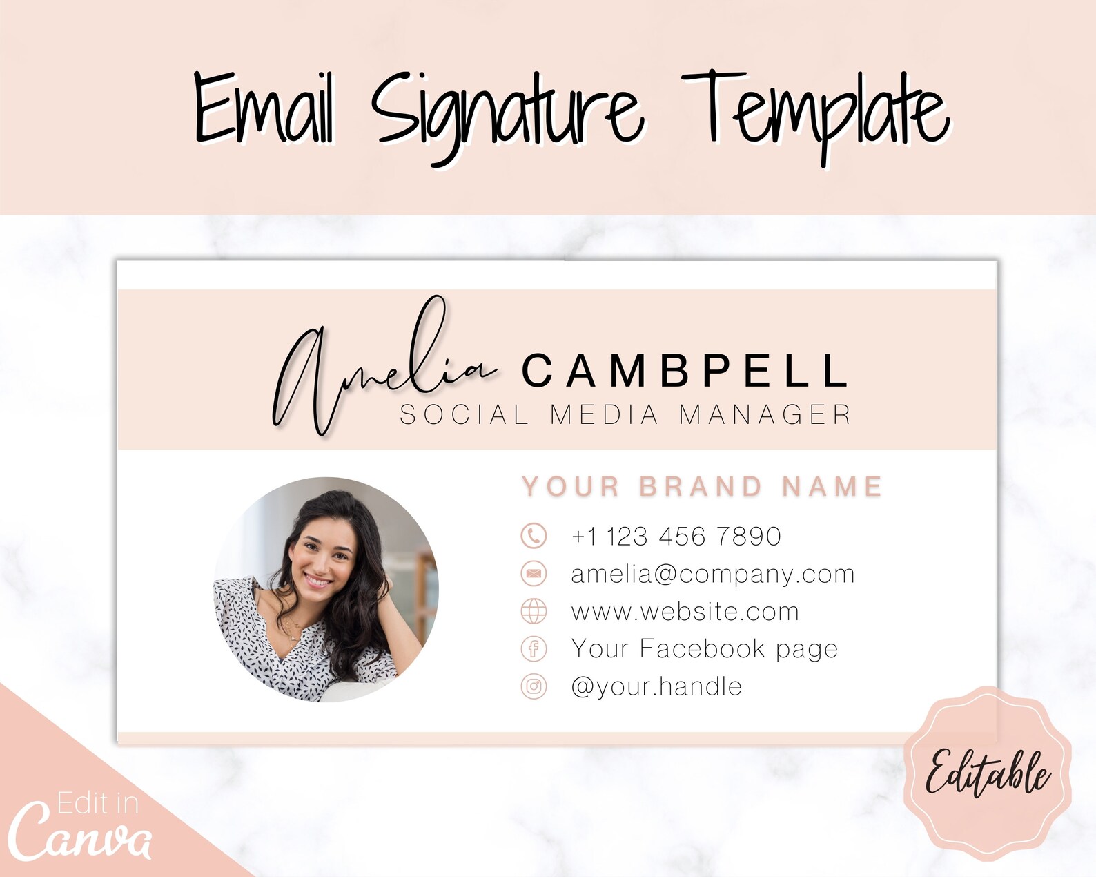 Email Signature Template BUNDLE Add Logo & Photo Editable | Etsy