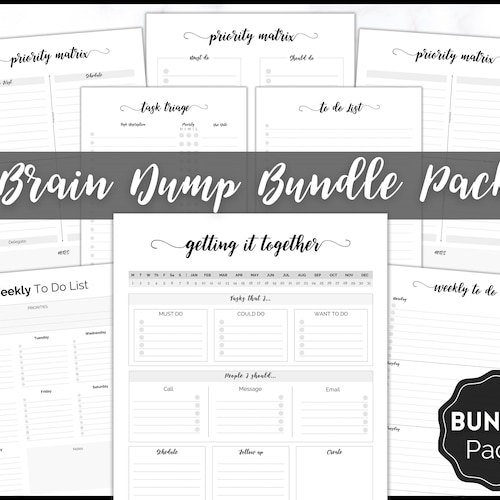 Brain Dump Printable BUNDLE to Do List ADHD Planner Daily - Etsy