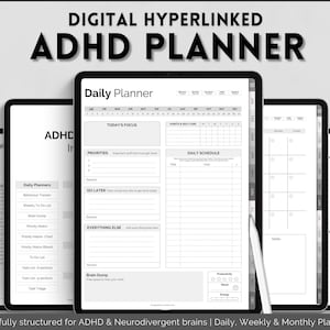 ADHD Digital Planner, Daily Planner for Neurodivergent Adults, Brain ...