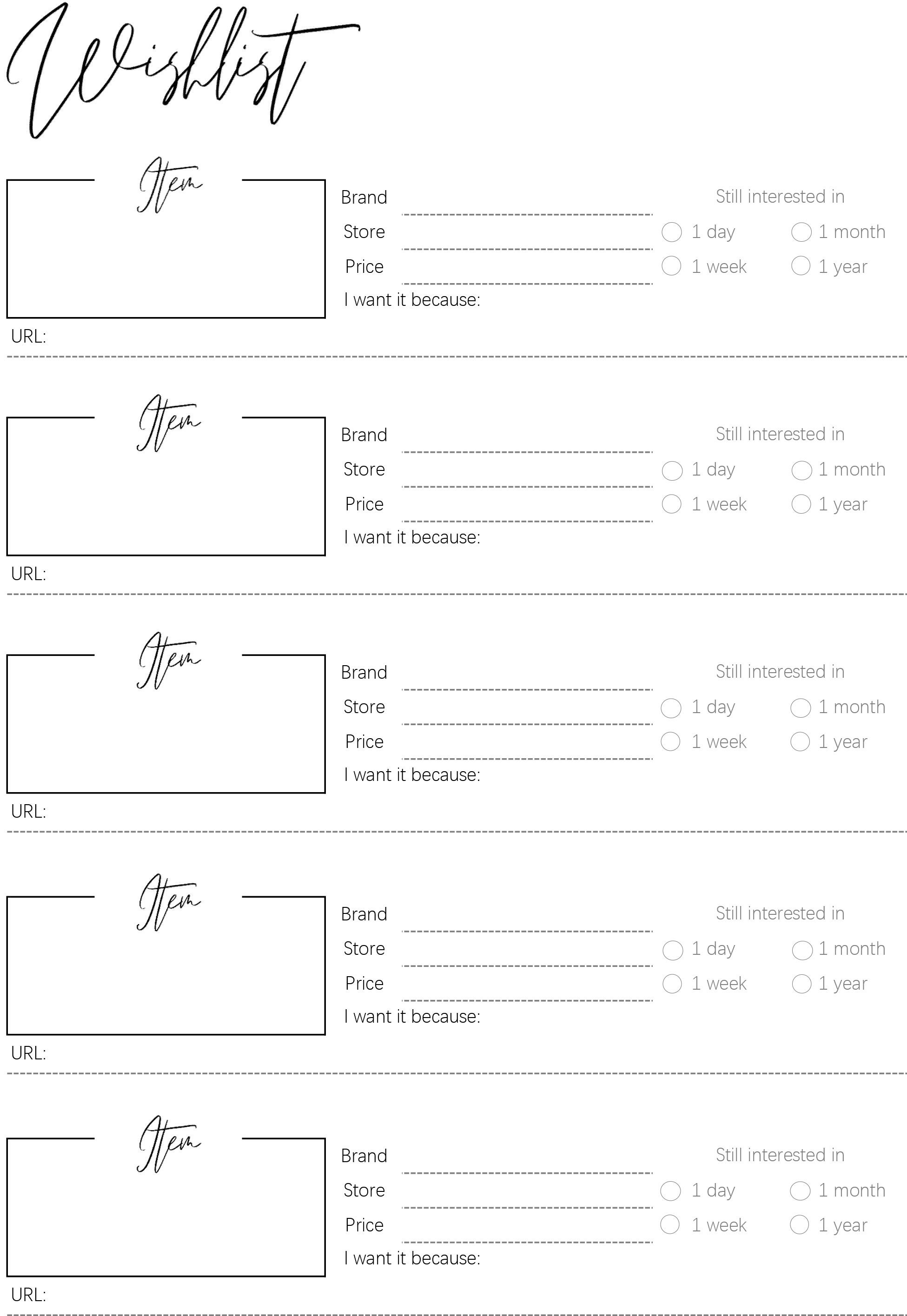 Wishlist Printable Tracker Template Insert. Christmas, Birthday ...