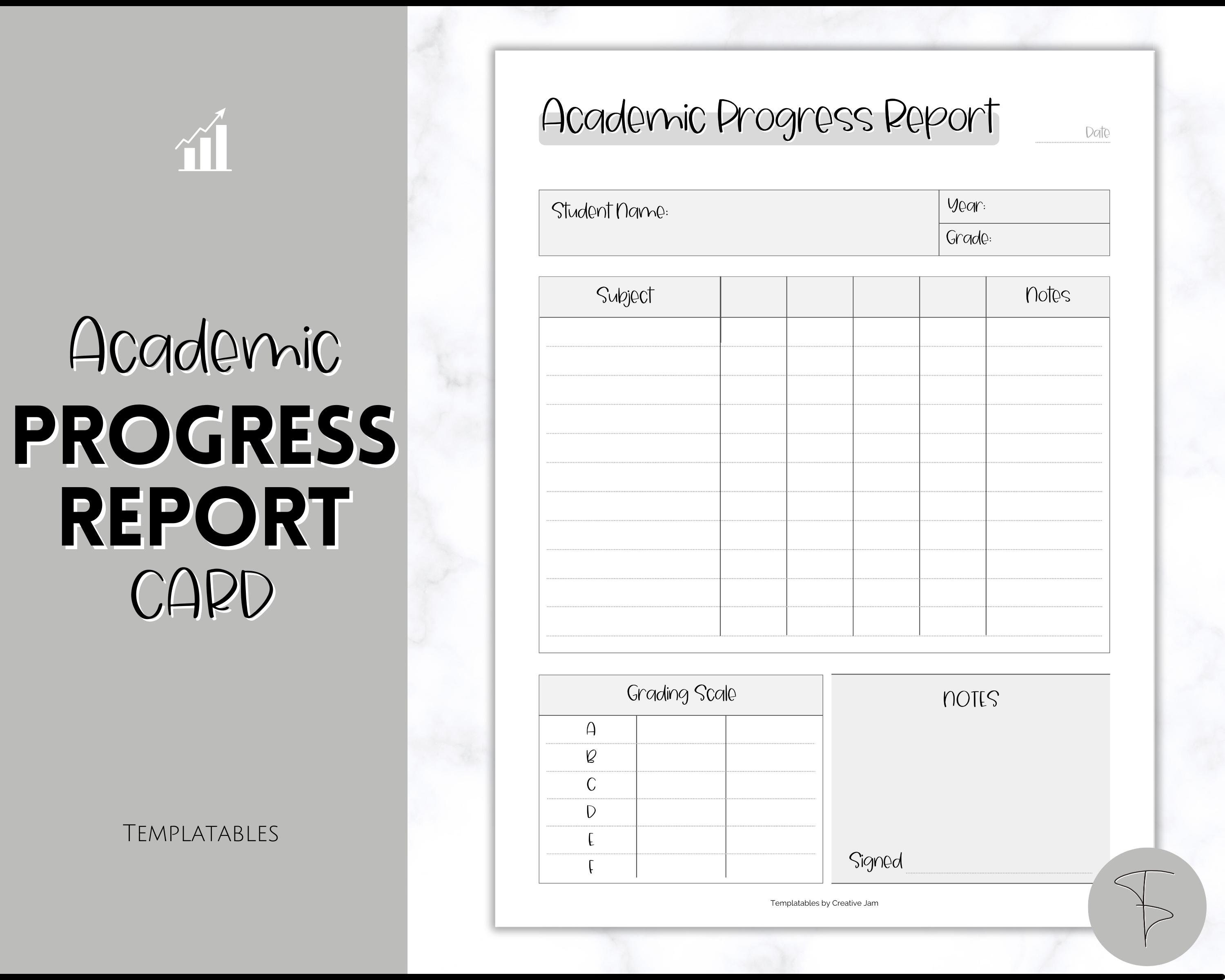 Homeschool Report Card Printable Progress Report Home School - Etsy