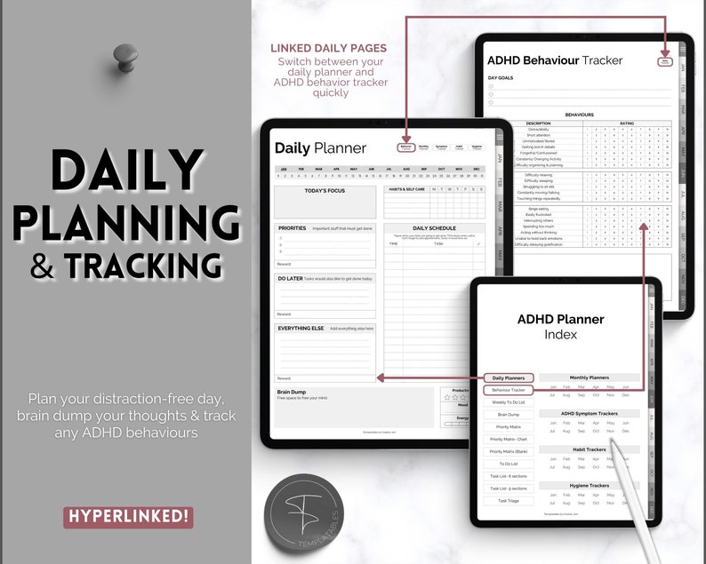 ADHD Digital Planner, Daily Planner for Neurodivergent Adults, Brain ...