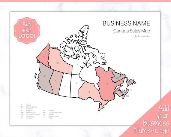 Canada Sales Map EDITABLE Etsy Sales Tracker Business Sales - Etsy