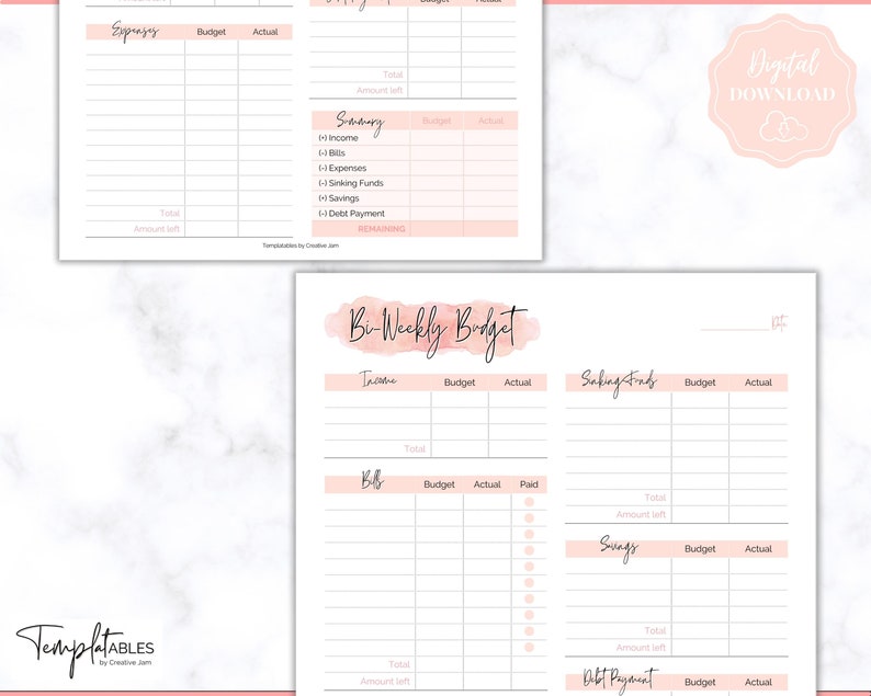 EDITABLE Biweekly Budget Planner, Bi-weekly Template, PDF Printable ...