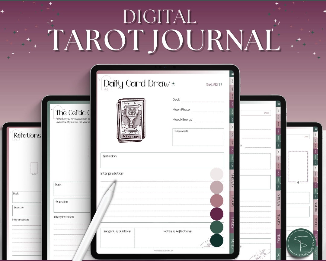 Tarot Journal, DIGITAL Tarot Planner Workbook, Daily Card Reading ...