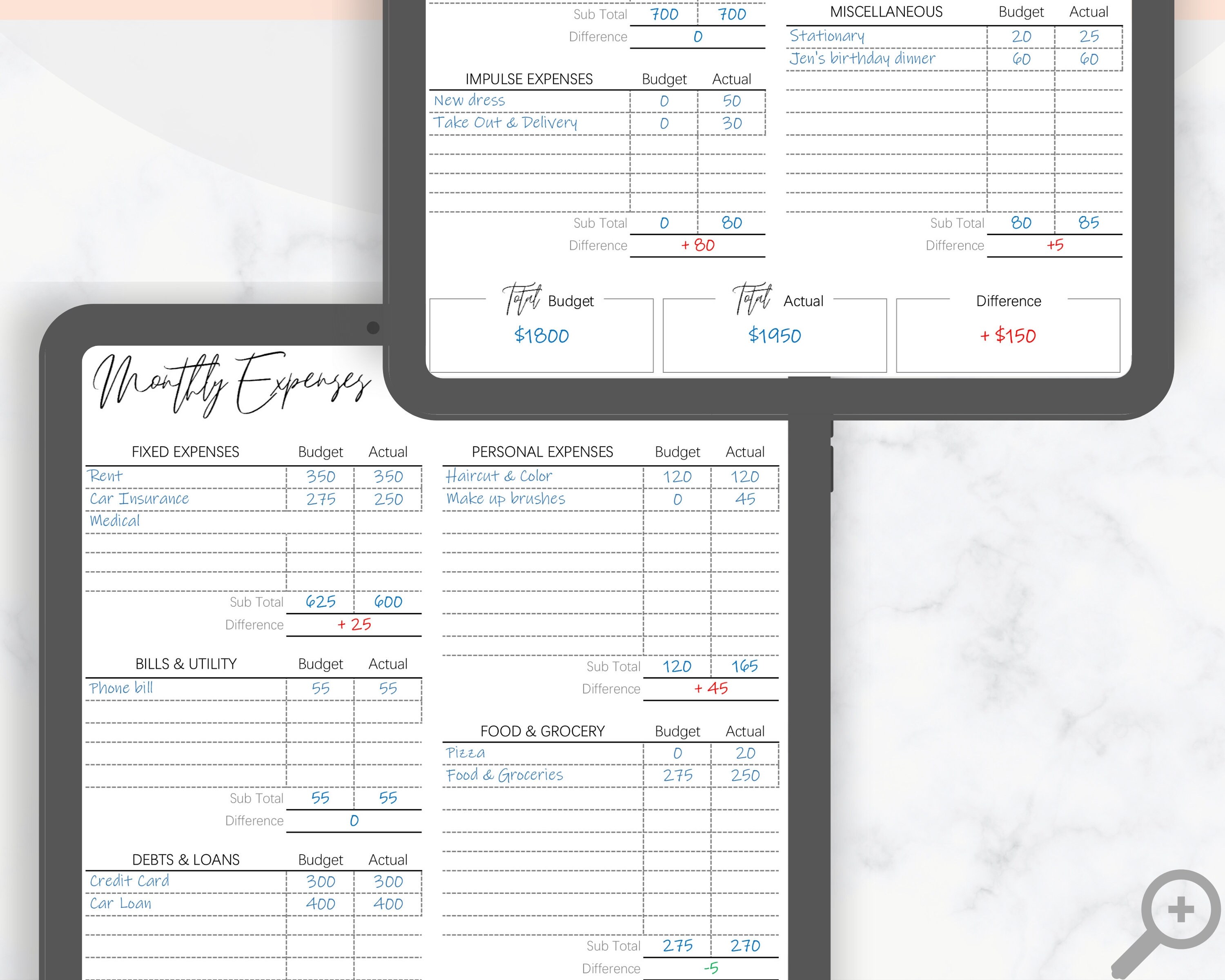 Monthly Expense Tracker Printable, Budget Planner, Budget Template ...