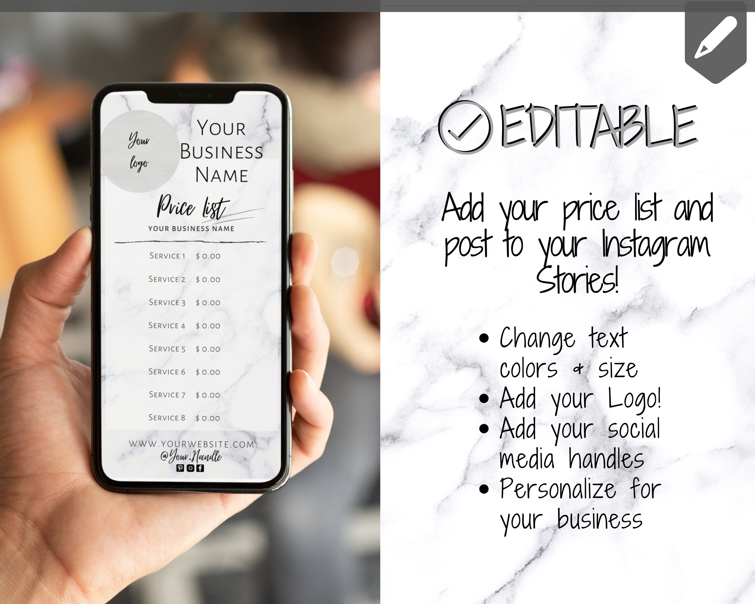 Instagram Template PRICE LIST Instagram Story Price List | Etsy