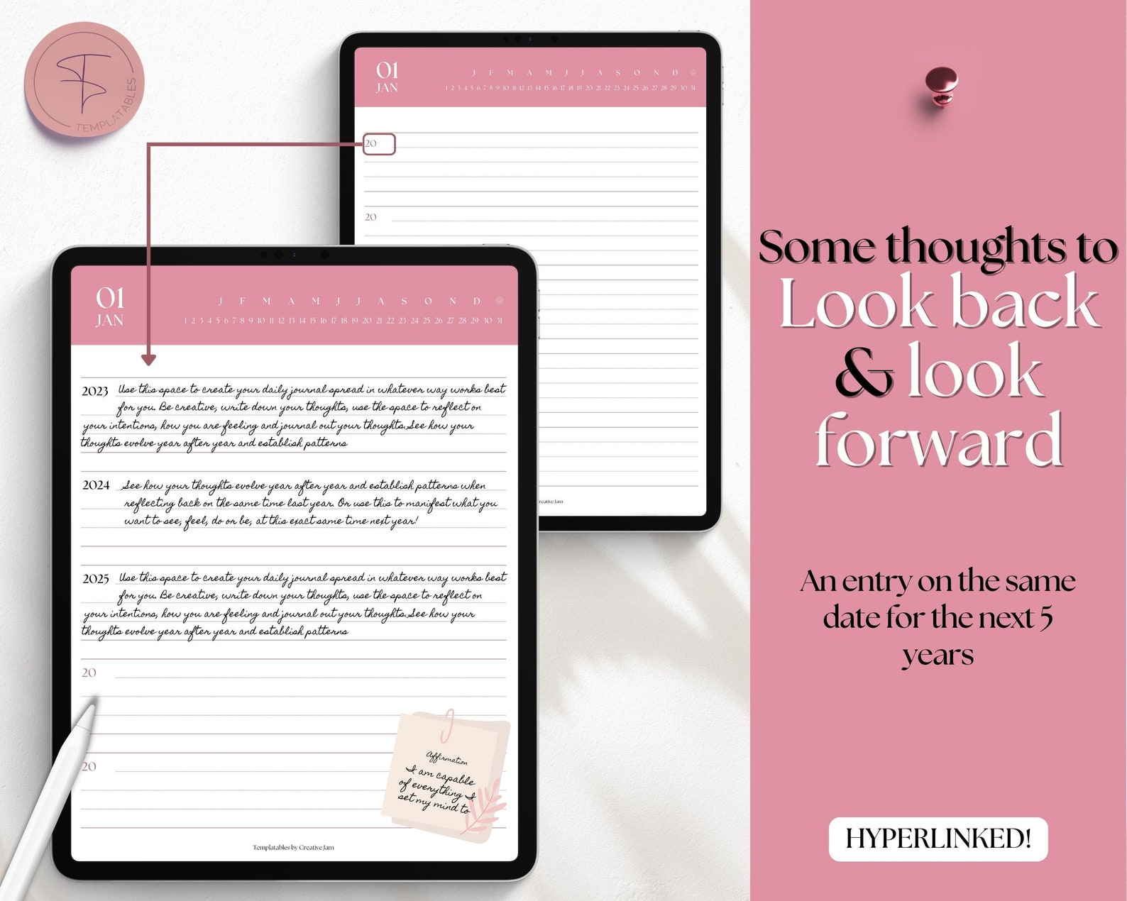 5 Year Journal, Digital Daily Journal, Goodnotes iPad Notebook ...