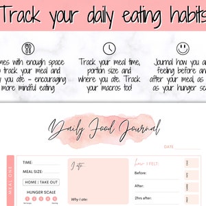 Daily Food Diary Printable, Colorful Food Journal, Diet & Nutrition Log ...