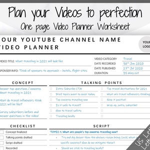 Youtube Planner, Video Planner, Social Media Content Calendar, EDITABLE ...