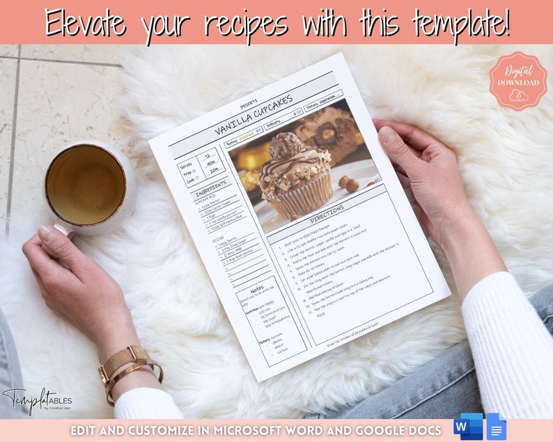 EDITABLE Recipe Sheet Template Recipe Book Template Recipe - Etsy