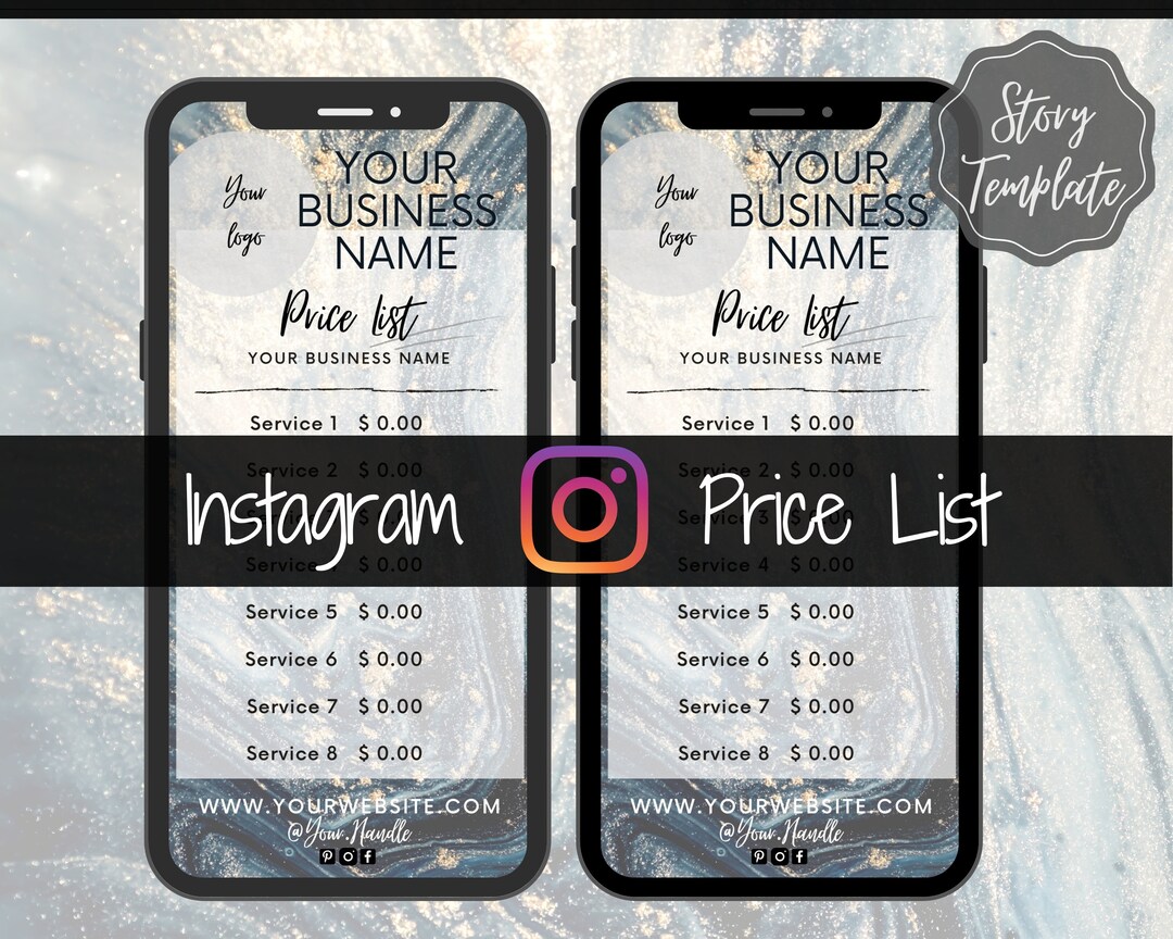 Instagram Template PRICE LIST Instagram Story Price List Template for ...