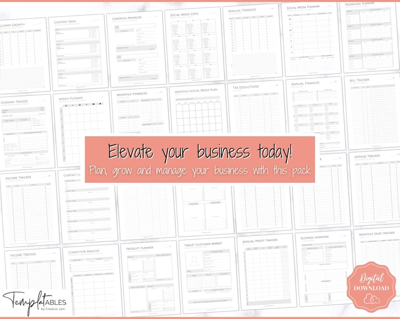 Business Planner Printable BUNDLE, Small Business Planner, Side Hustle ...