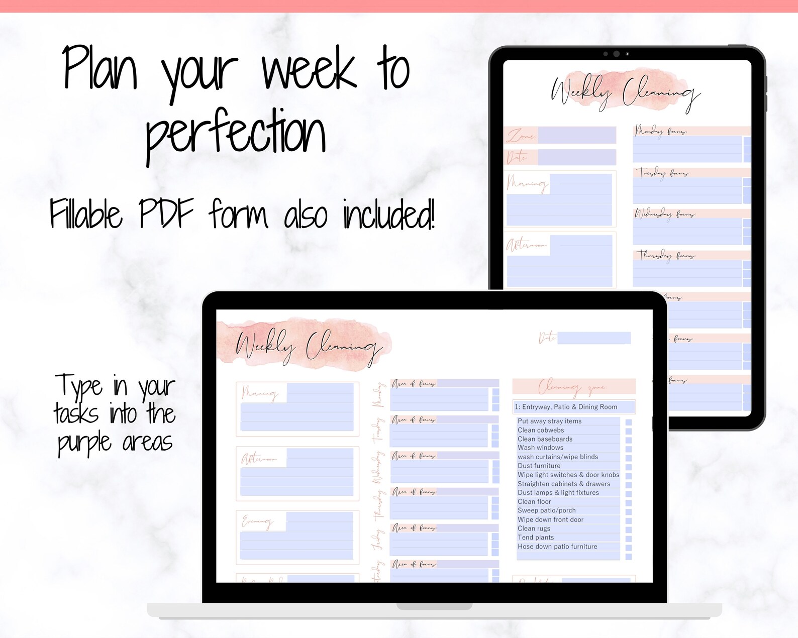 EDITABLE Cleaning Planner, FLYLADY Daily Routine, Cleaning Checklist ...