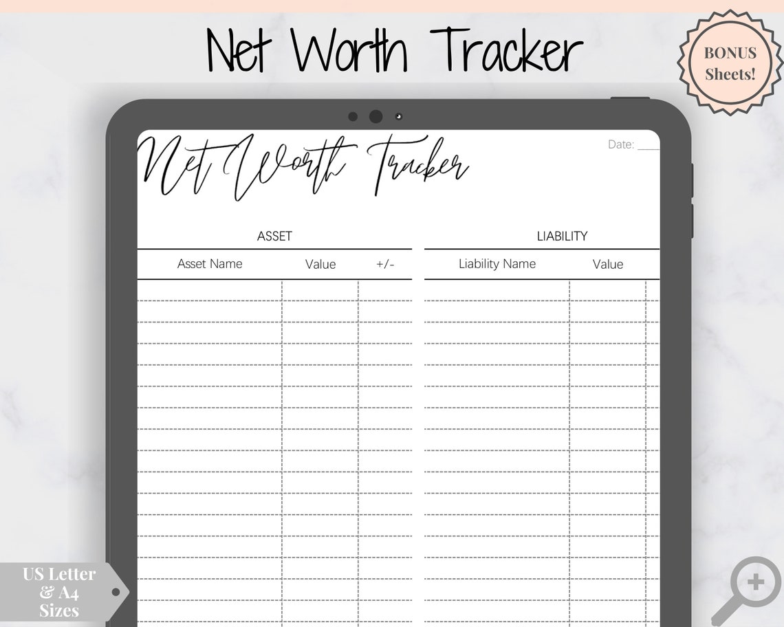 Net Worth Tracker. Budget Planner Printable Template With | Etsy