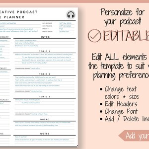 Podcast Planner, Editable BUNDLE Pack. Podcast Template Content ...