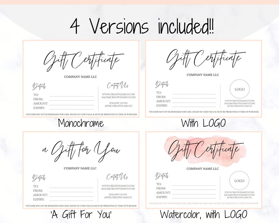 Gift Certificate Template. Editable Gift Voucher Gift Card | Etsy