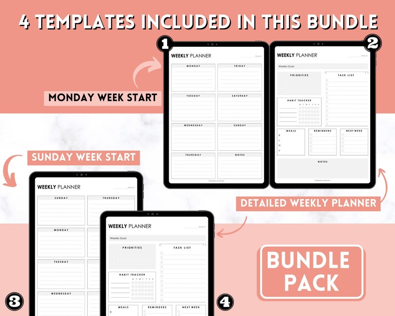 EDITABLE Weekly Schedule Weekly Planner to Do List - Etsy