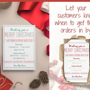 Last Posting Dates Christmas Packaging Care Card. Order in Time ...
