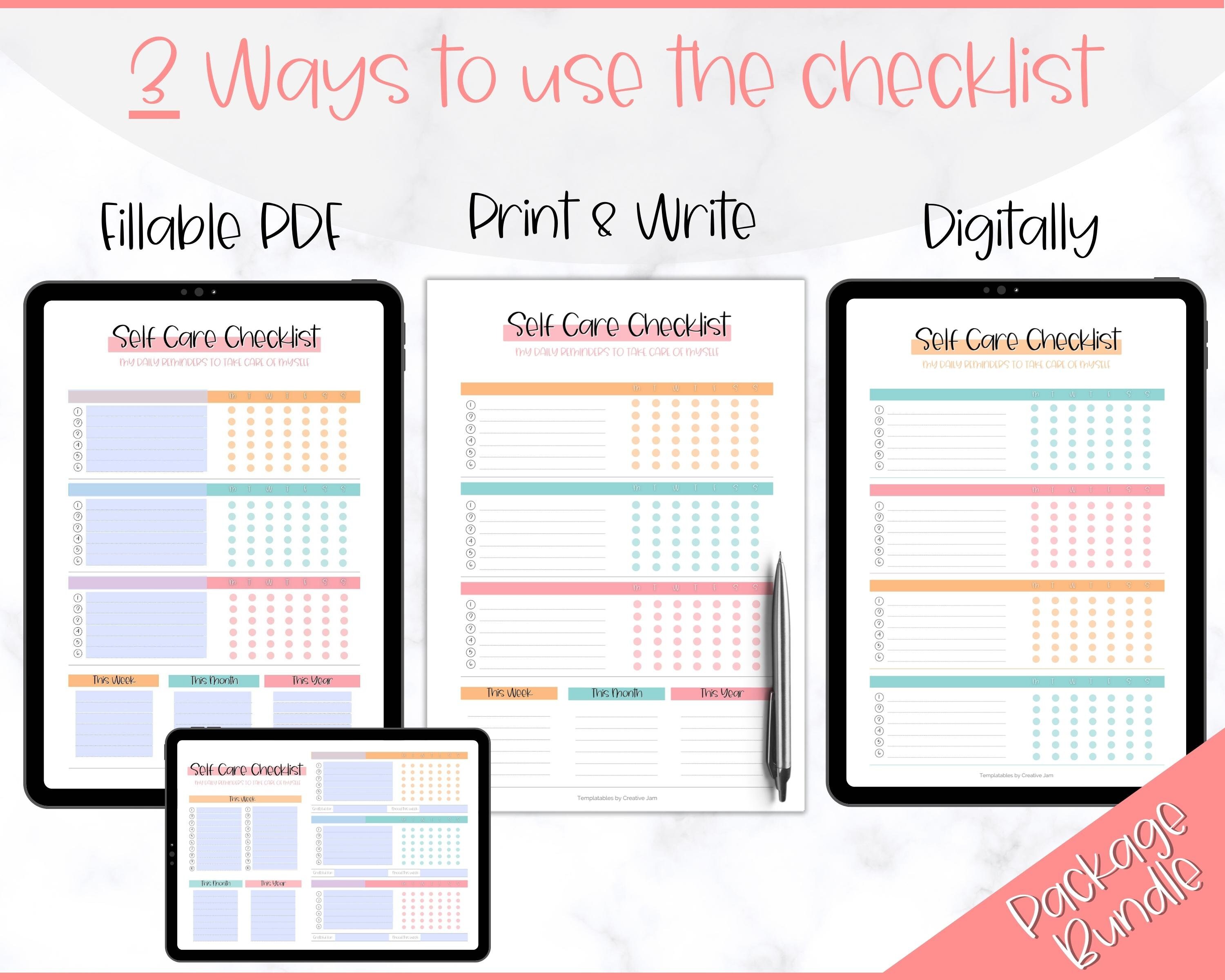 A5 Self Care Planner Self Care Checklist Selfcare Journal Etsy Uk