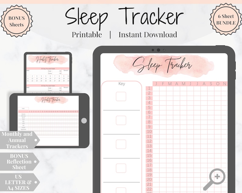 SLEEP TRACKER Printable With Habit Tracker for Gratitude Journal Bullet ...