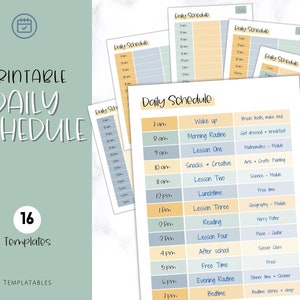 Daily Schedule, Kids Homeschool Weekly Planner, Daily Routine Template ...