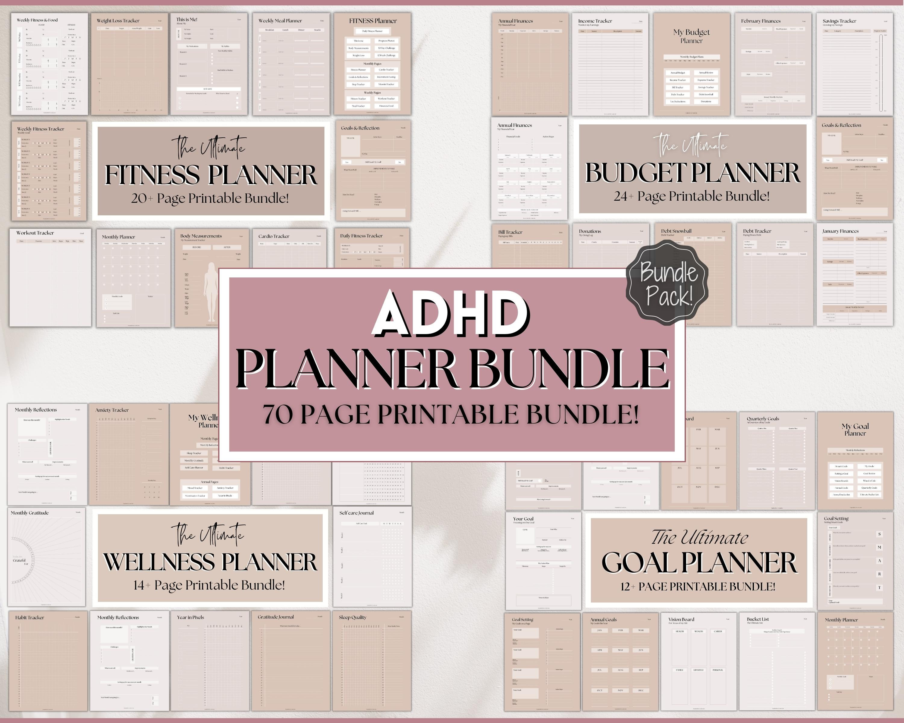 Ultimate ADHD Planner Bundle, Printable ADHD Daily Life Planner, Brain ...