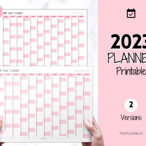 Yearly Wall Calendar Printable, Large 2023 Calendar, PERSONALIZE Giant ...