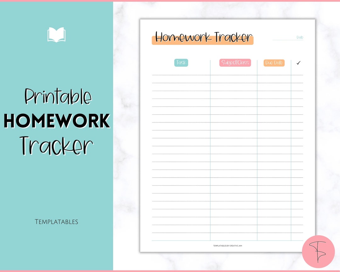 Homework Planner, Homework Tracker Printable, Assignment Planner ...