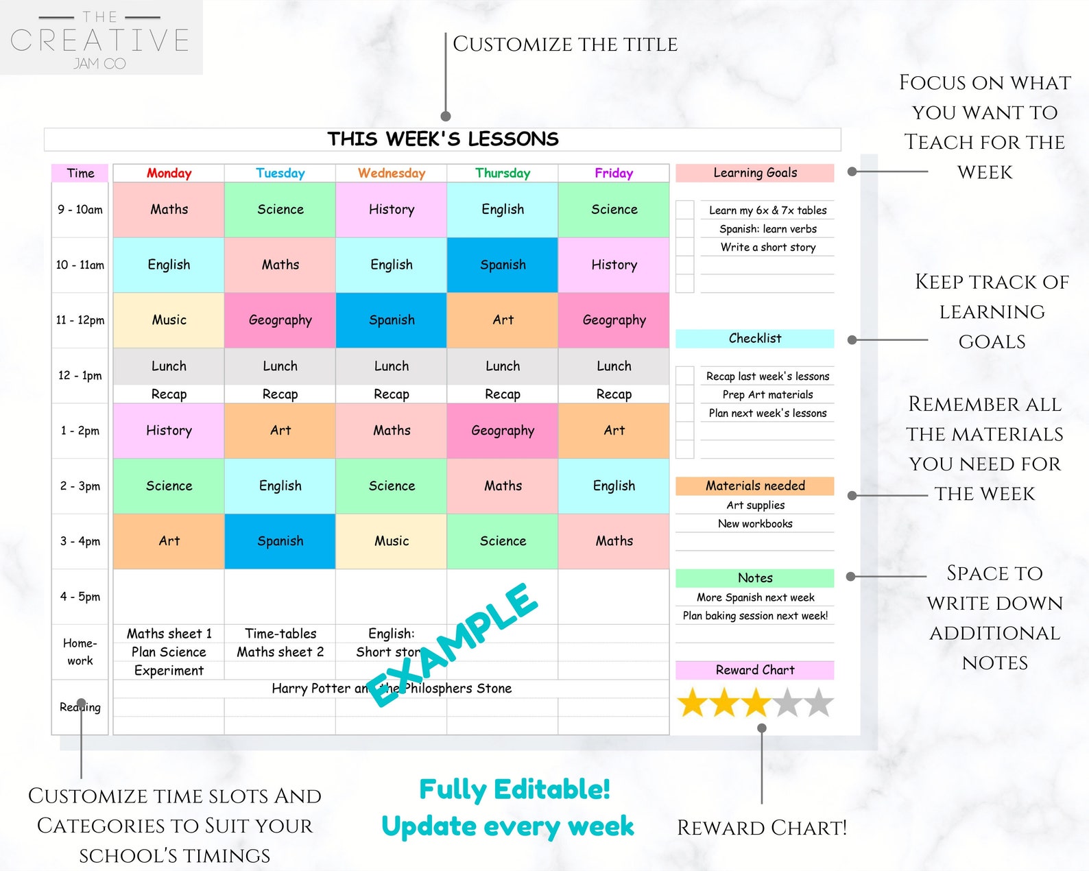 Teacher Planner, EDITABLE Weekly LESSON PLANNER | Teaching Lesson Plan ...
