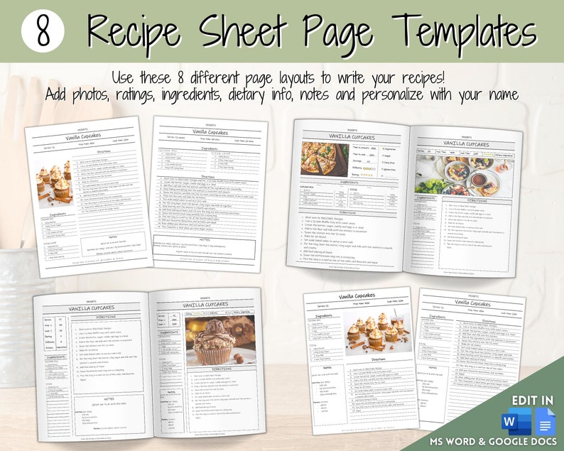EDITABLE Recipe Binder Kit Recipe Book Template BUNDLE - Etsy