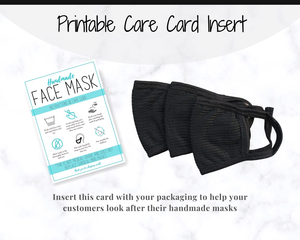 Face Mask LABEL CARE CARD How to Handle Order Card Face Mask - Etsy