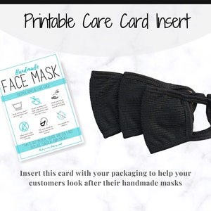Face Mask LABEL CARE CARD, Labels for Handmade Items, Face Mask ...