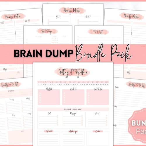 Brain Dump Printable BUNDLE to Do List ADHD Planner Daily - Etsy