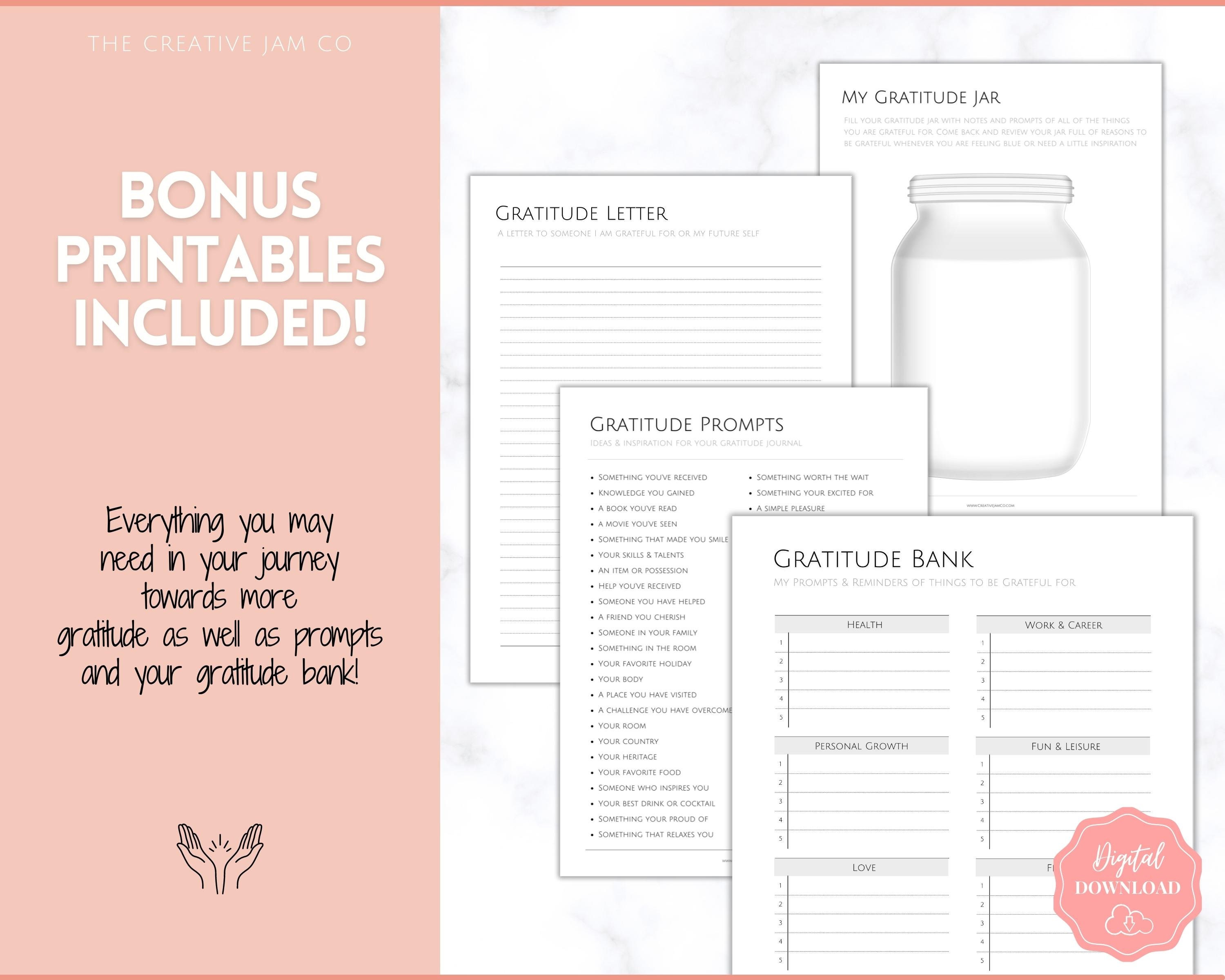 Printable Gratitude Journal BUNDLE Mindfulness Log Gratitude | Etsy