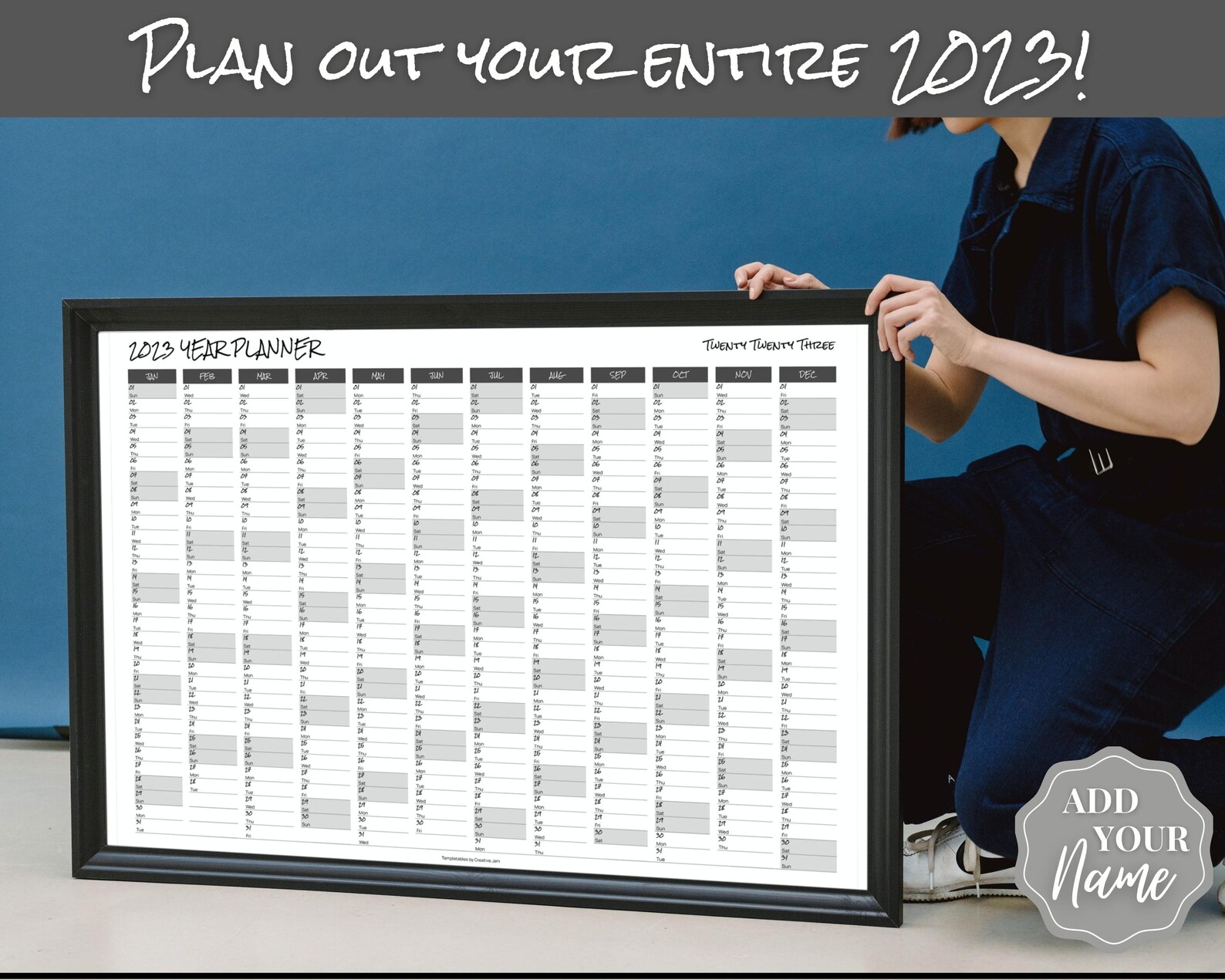 EDITABLE 2023 Wall Calendar Printable Large Yearly Calendar - Etsy