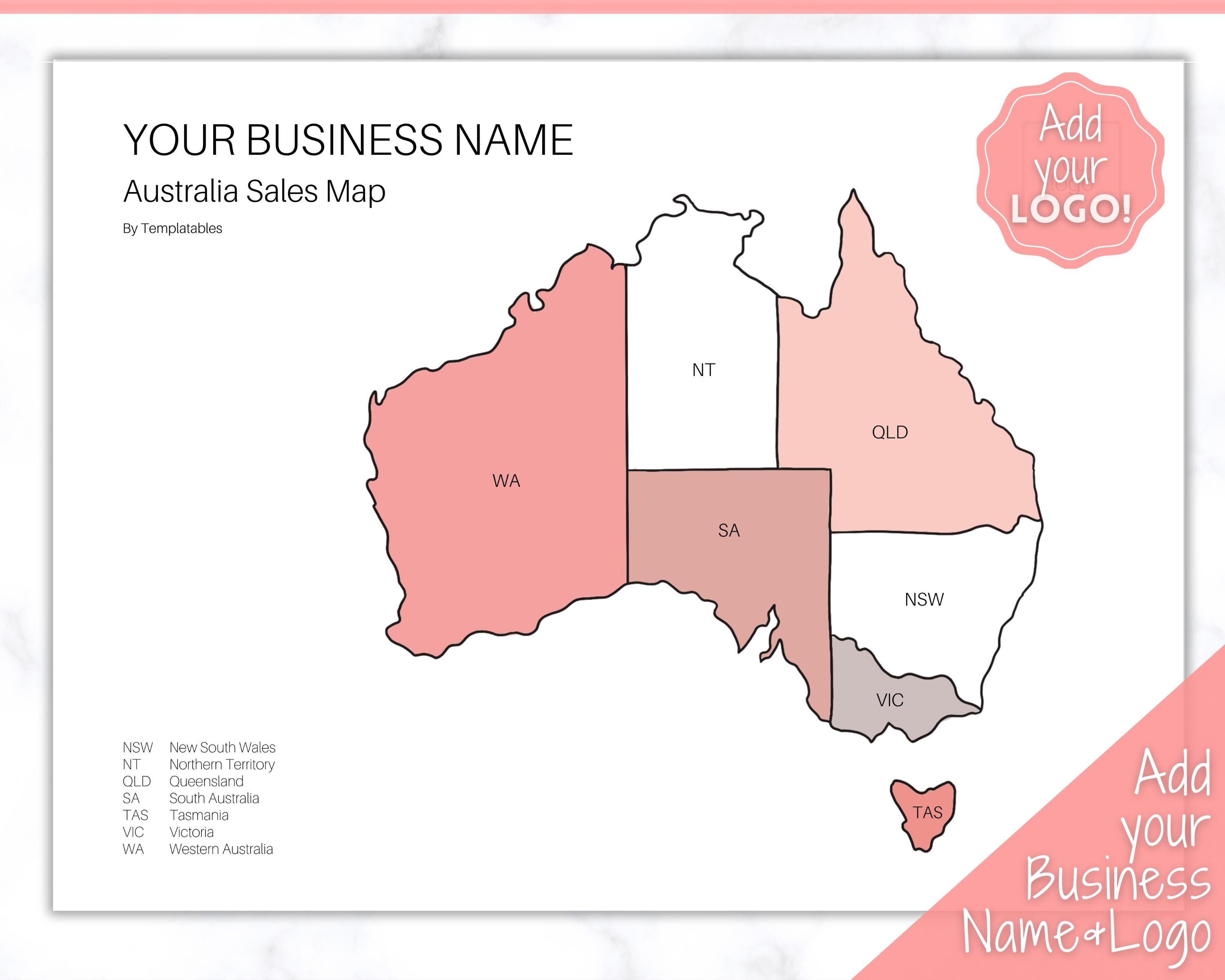 Australia Sales Map EDITABLE Etsy Sales Map Small Business - Etsy UK