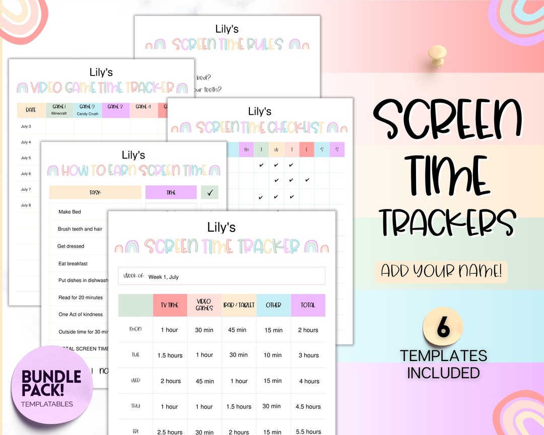 Editable Screen Time Checklist BUNDLE, Screentime Rules, to Do List for ...