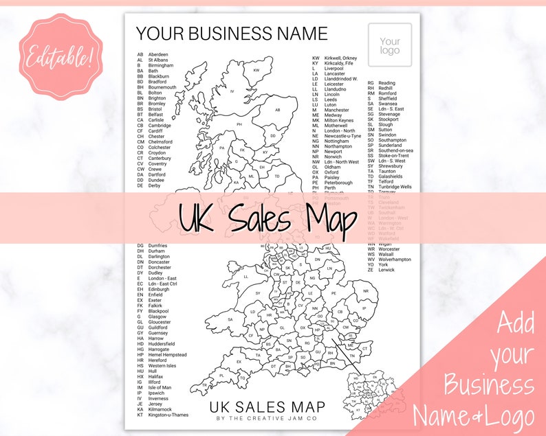 UK Sales Map, Business Postcode Sales Map, Colour in Map, Etsy Sales ...