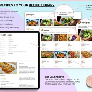 Notion Meal Planner Template, Recipe Manager, Grocery List, Digital ...