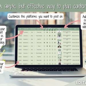 30 Day Content Calendar, Editable Social Media Planner, Google Sheets ...
