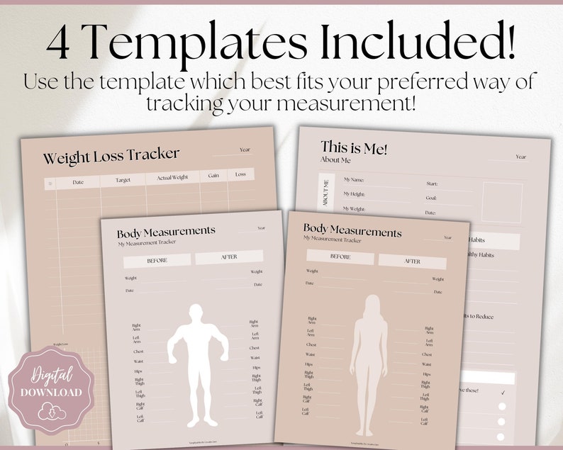 Body Measurement Tracker Weight Loss Tracker Printable - Etsy