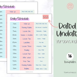 Daily Schedule, Kids Homeschool Weekly Planner, Daily Routine Template ...