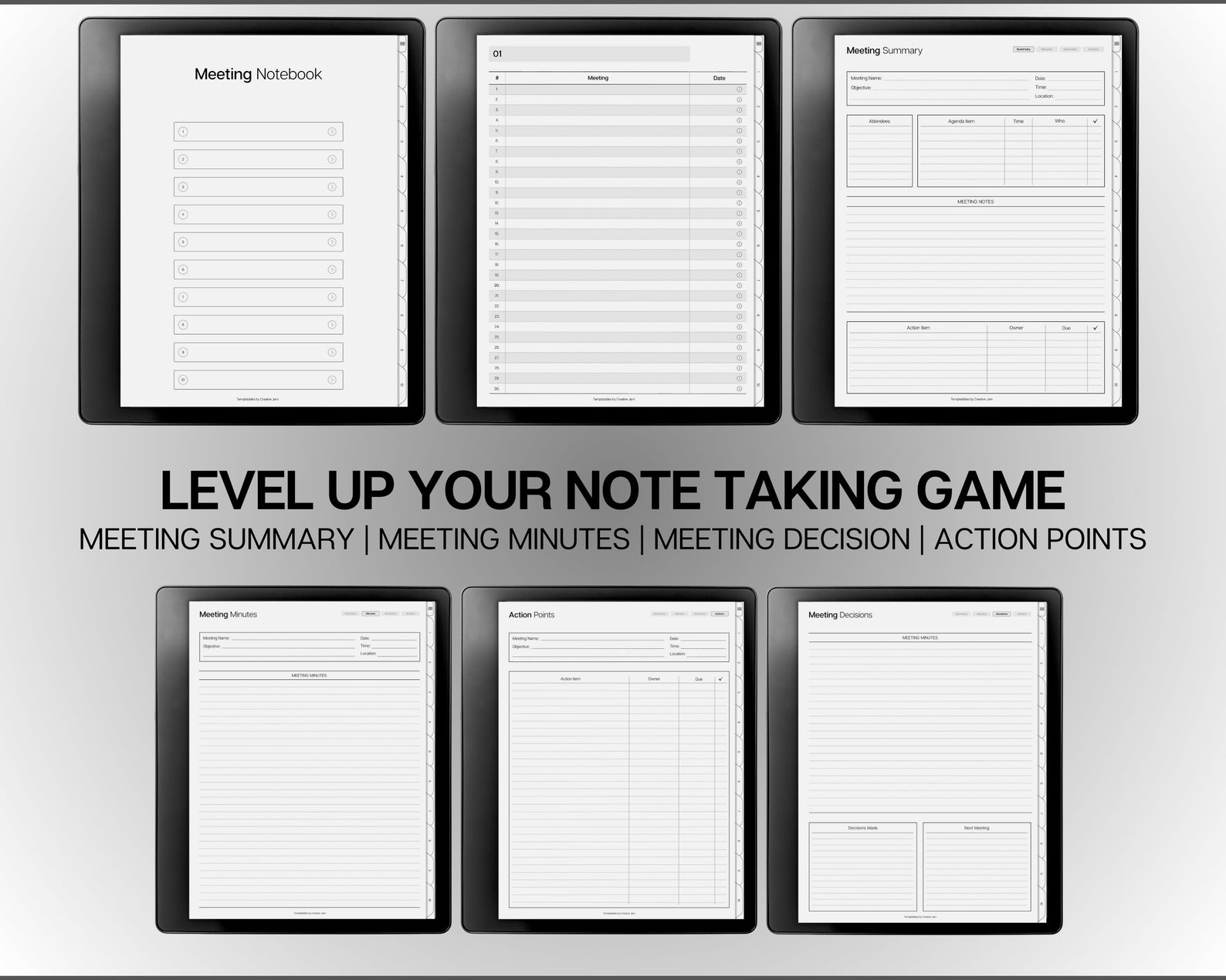 Templates for Kindle Scribe | Meeting Minutes, Meeting Agenda, Meeting ...