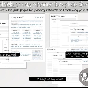 Essay Planner Printable BUNDLE for Students, Essay Writing Template ...
