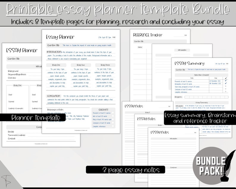Essay Planner Printable BUNDLE for Students Essay Writing - Etsy